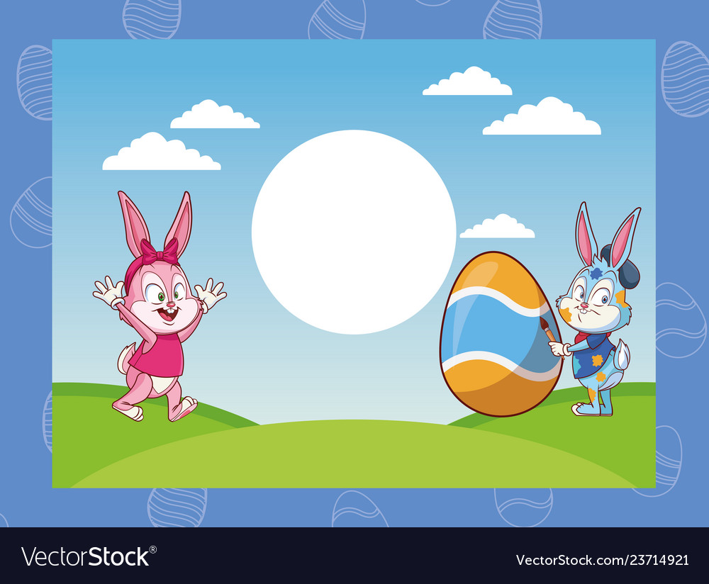 Happy easter cartoons Royalty Free Vector Image