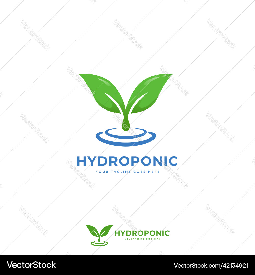 Hydroponic farm logo icon with water and green Vector Image