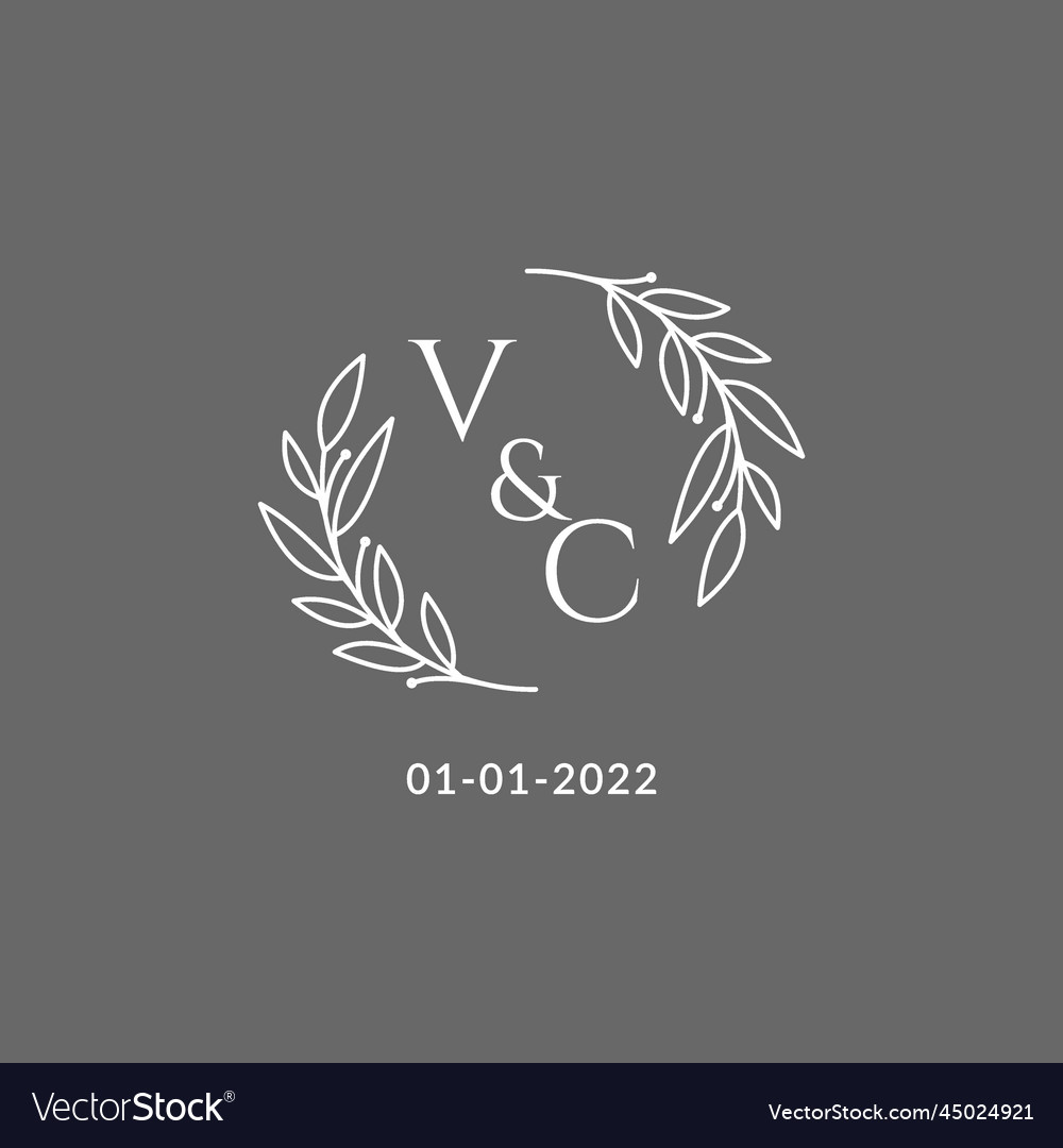 Initial letter vc monogram wedding logo Royalty Free Vector
