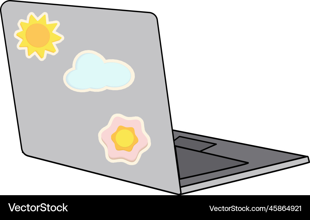 Isometric image of a laptop with bright stickers Vector Image