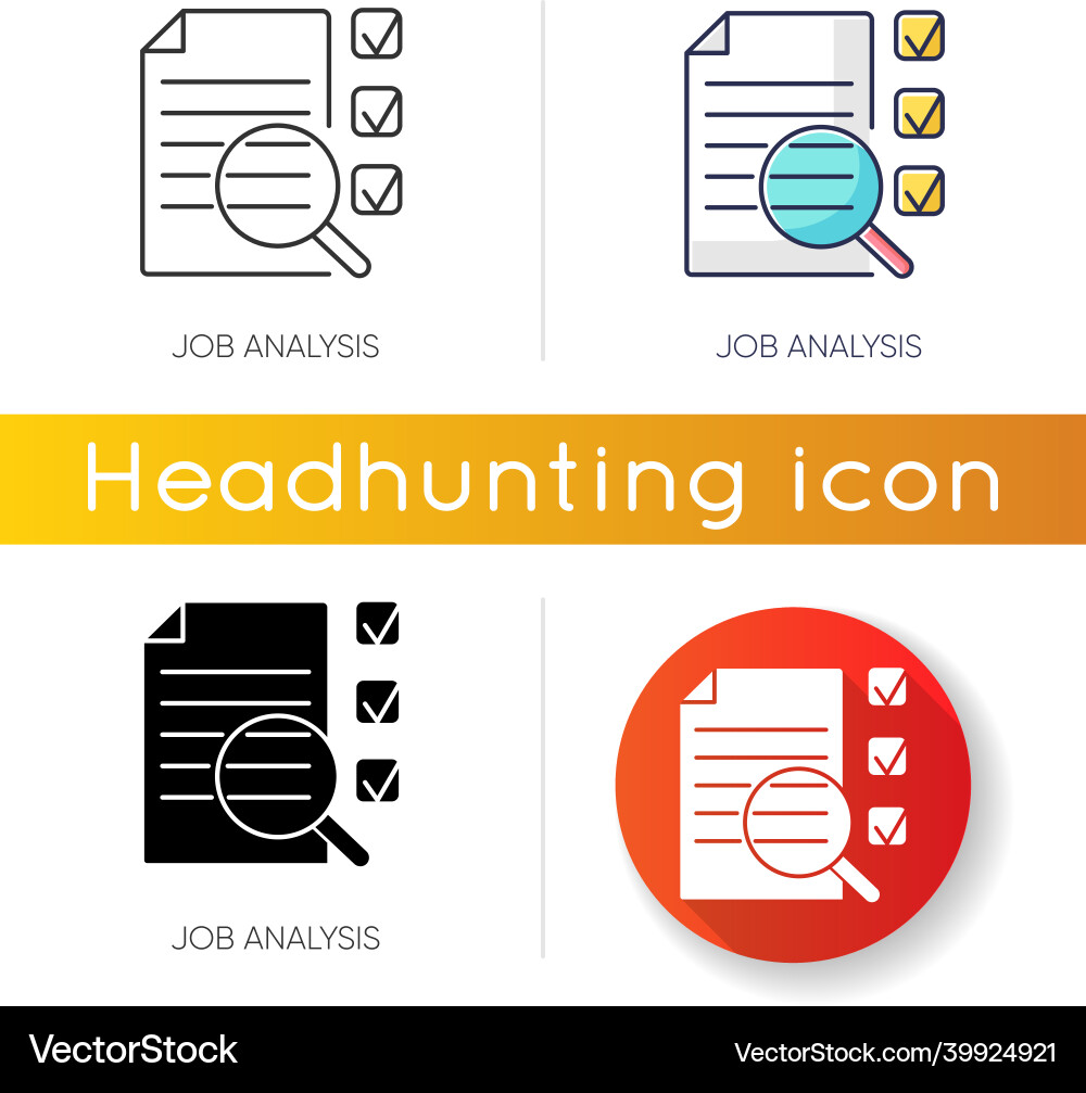 Job analysis icon linear black and rgb color Vector Image