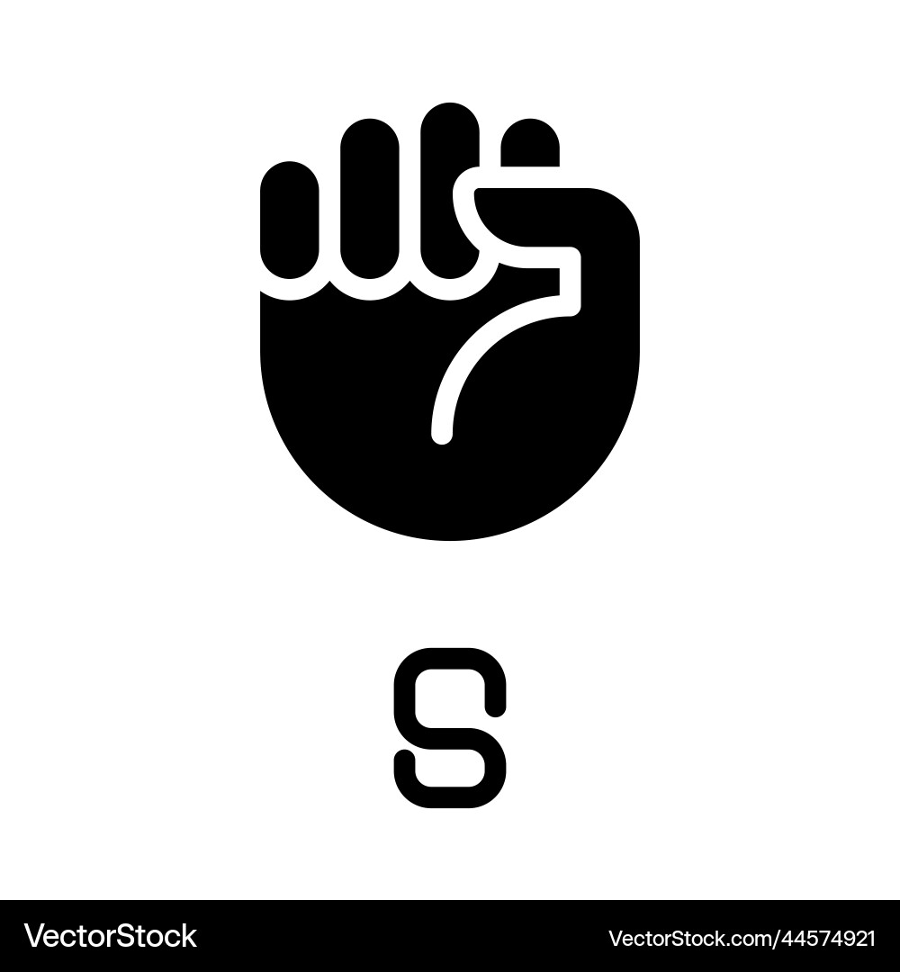 Letter s in american sign language black glyph Vector Image