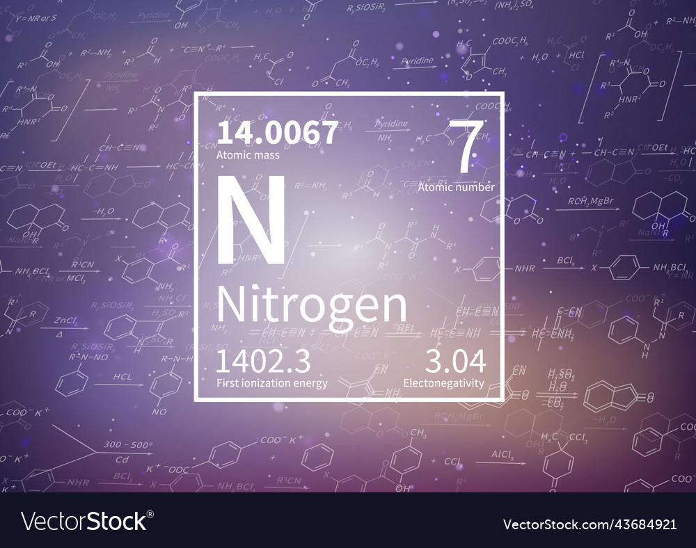 Nitrogen chemical element with first ionization Vector Image