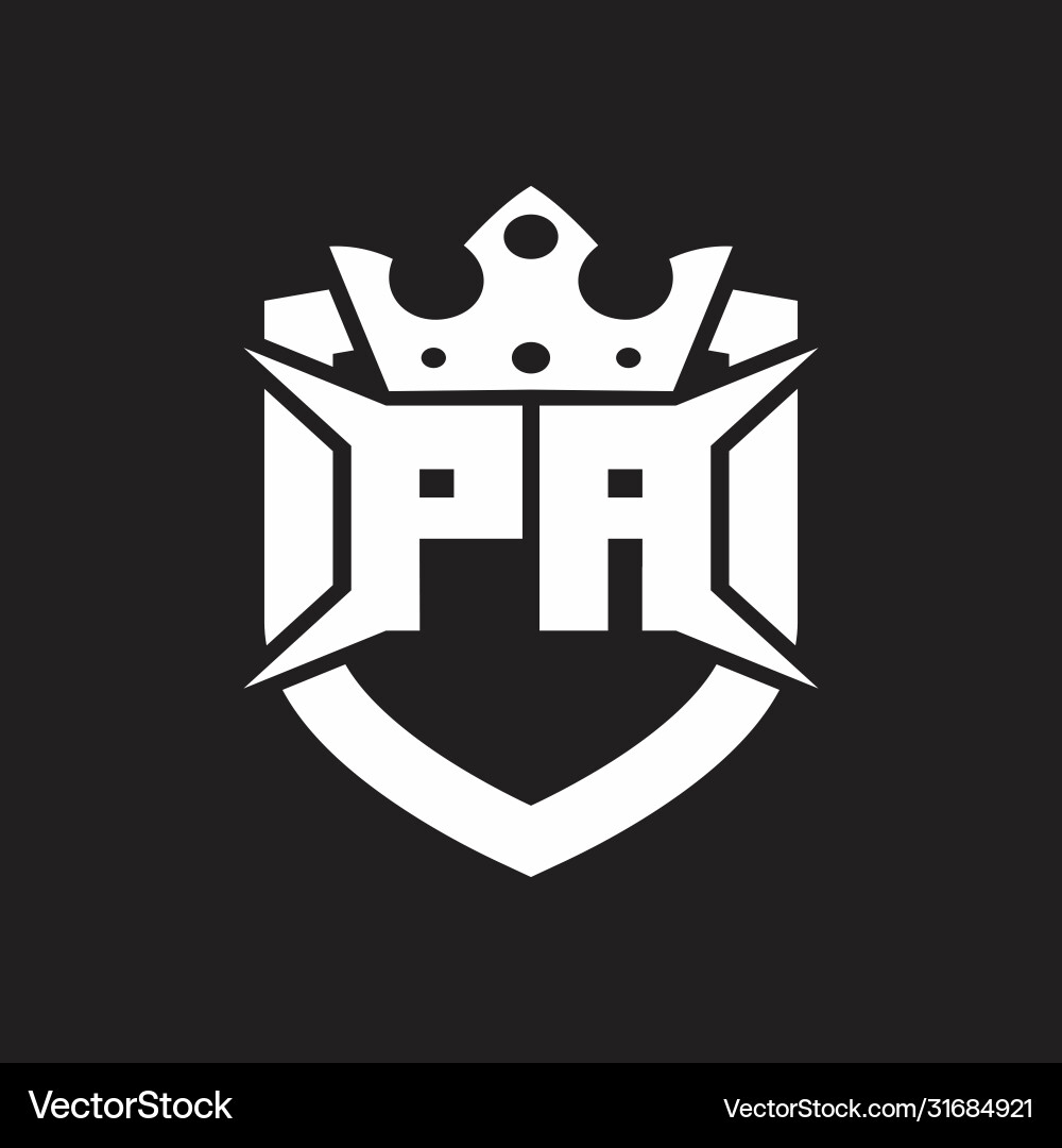 Pa logo monogram isolated with shield and crown Vector Image