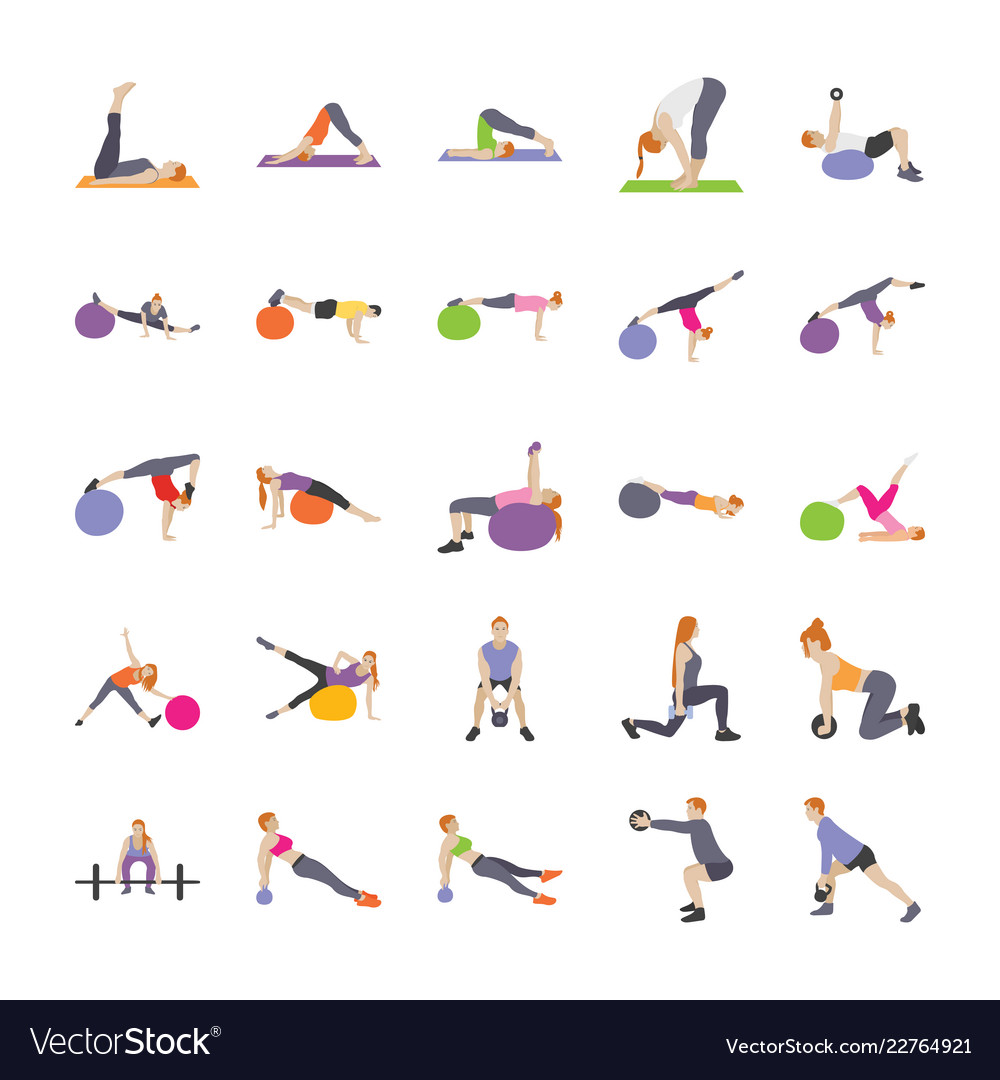 Physical exercises flat Royalty Free Vector Image