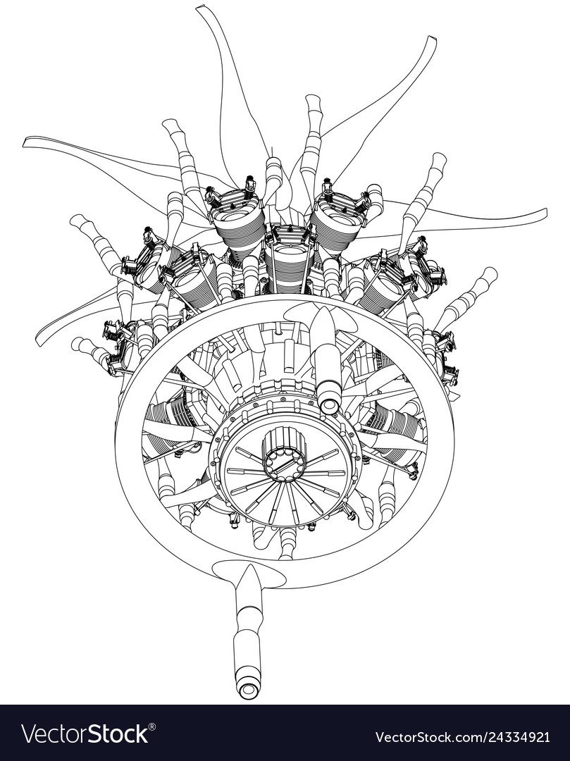 Radial engine on a white Royalty Free Vector Image