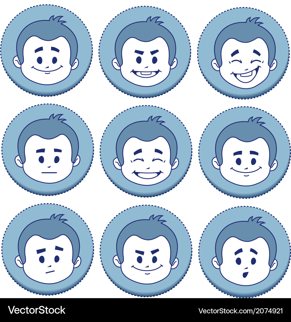 Set of nine facial expressions Royalty Free Vector Image