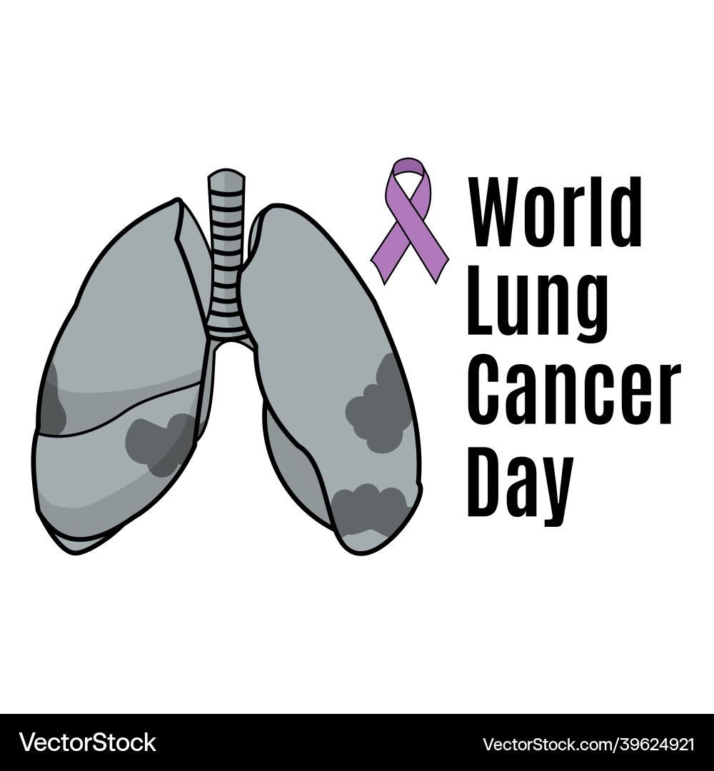 World lung cancer day schematic of affected Vector Image