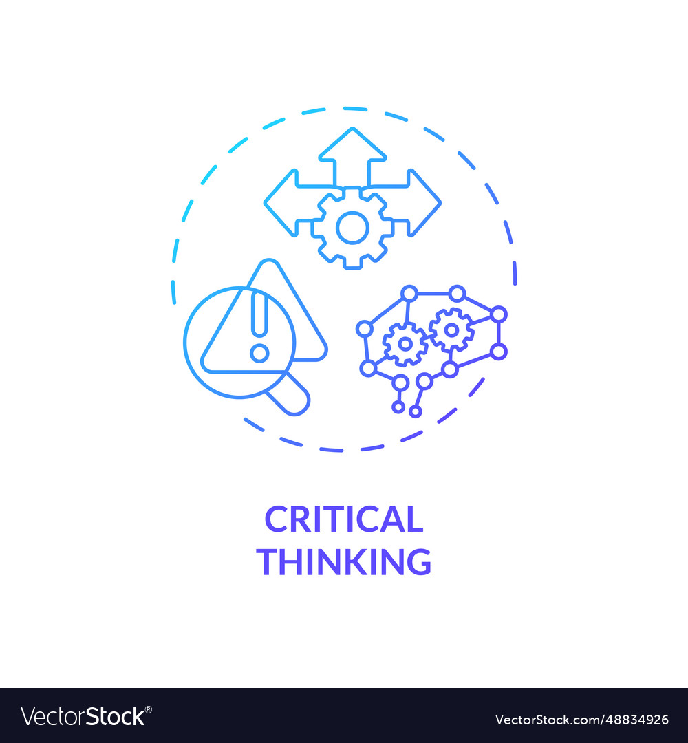 2d Gradient Thin Linear Icon Critical Thinking Vector Image