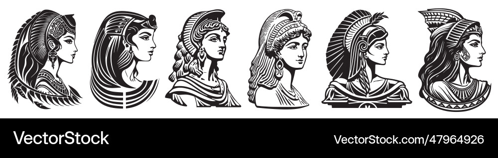 Ancient greek woman head logo Royalty Free Vector Image