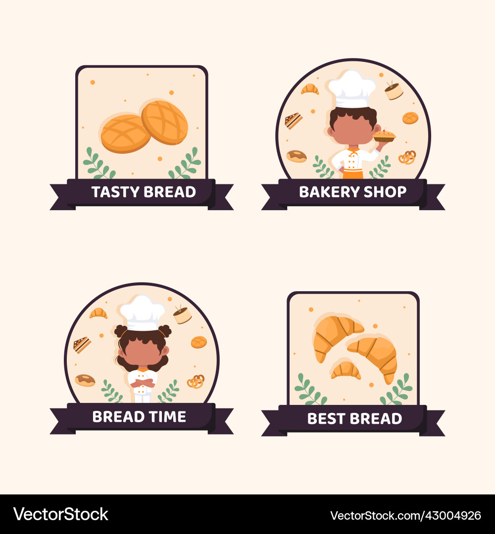 Bakery shop social media label template flat Vector Image