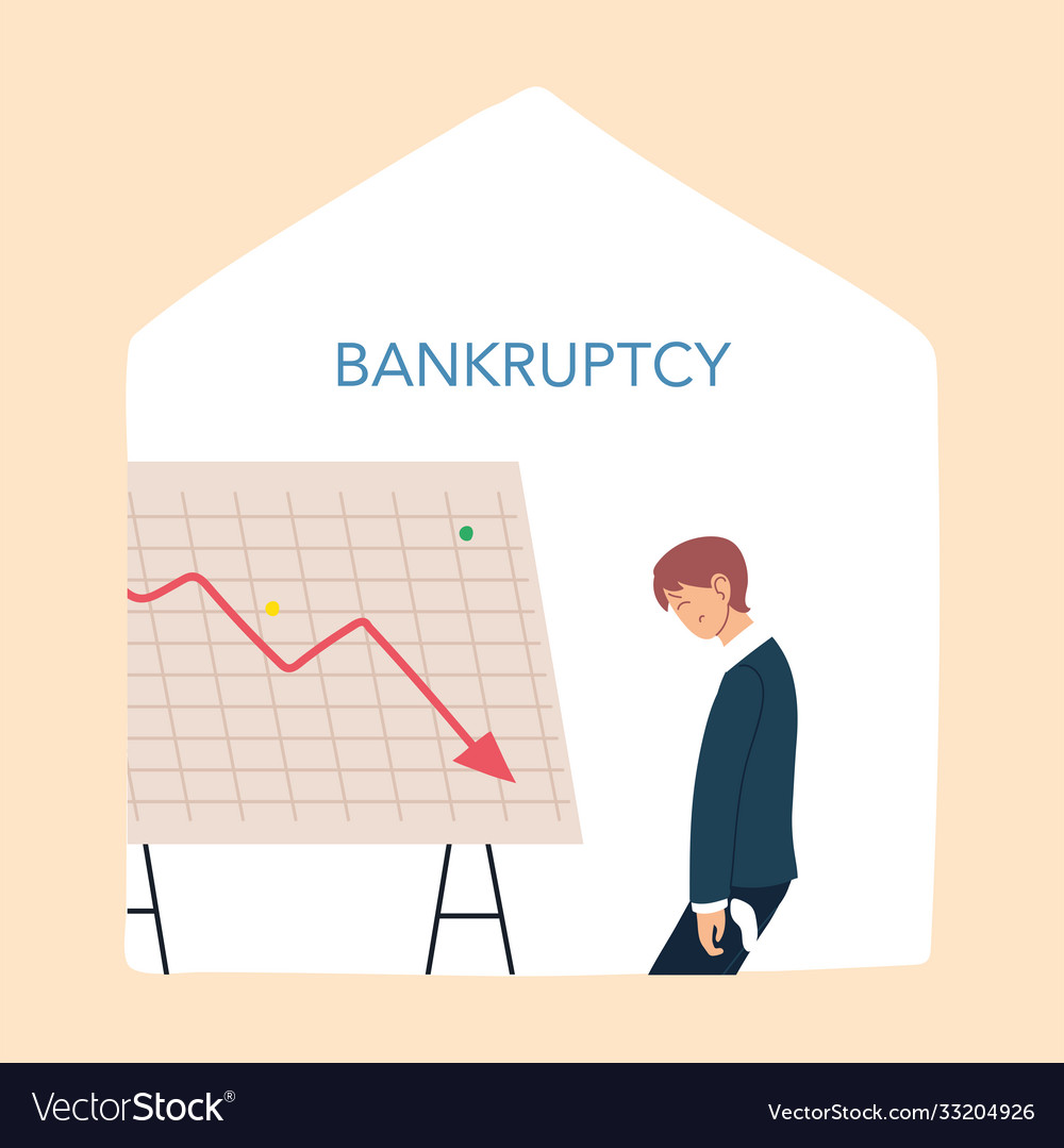 Businessman with headache and decrease arrow Vector Image