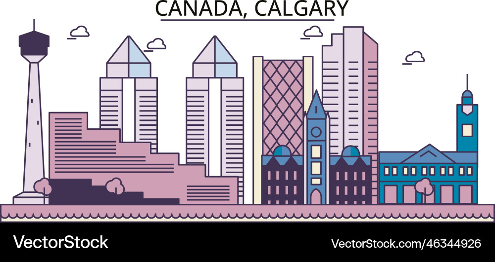Canada calgary tourism landmarks city Royalty Free Vector