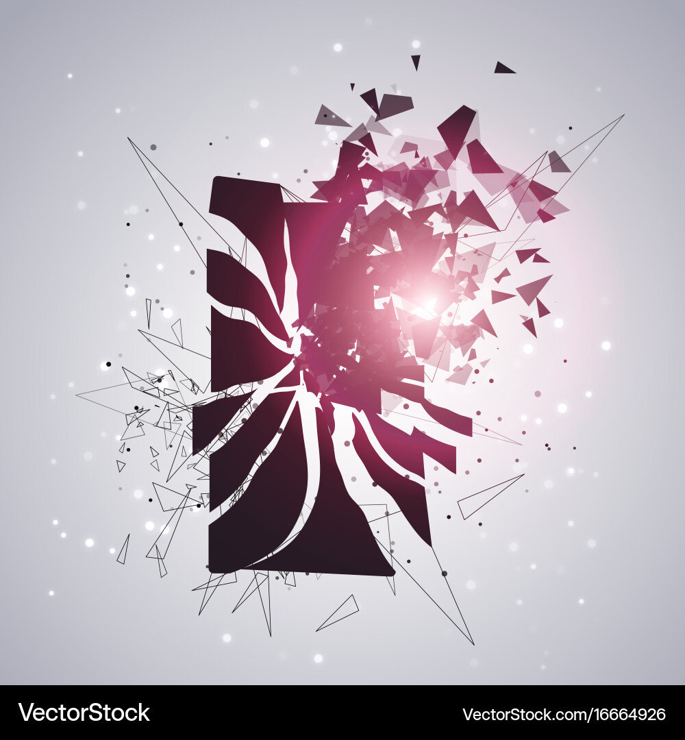 Cracked phone screen shatters into pieces broken Vector Image