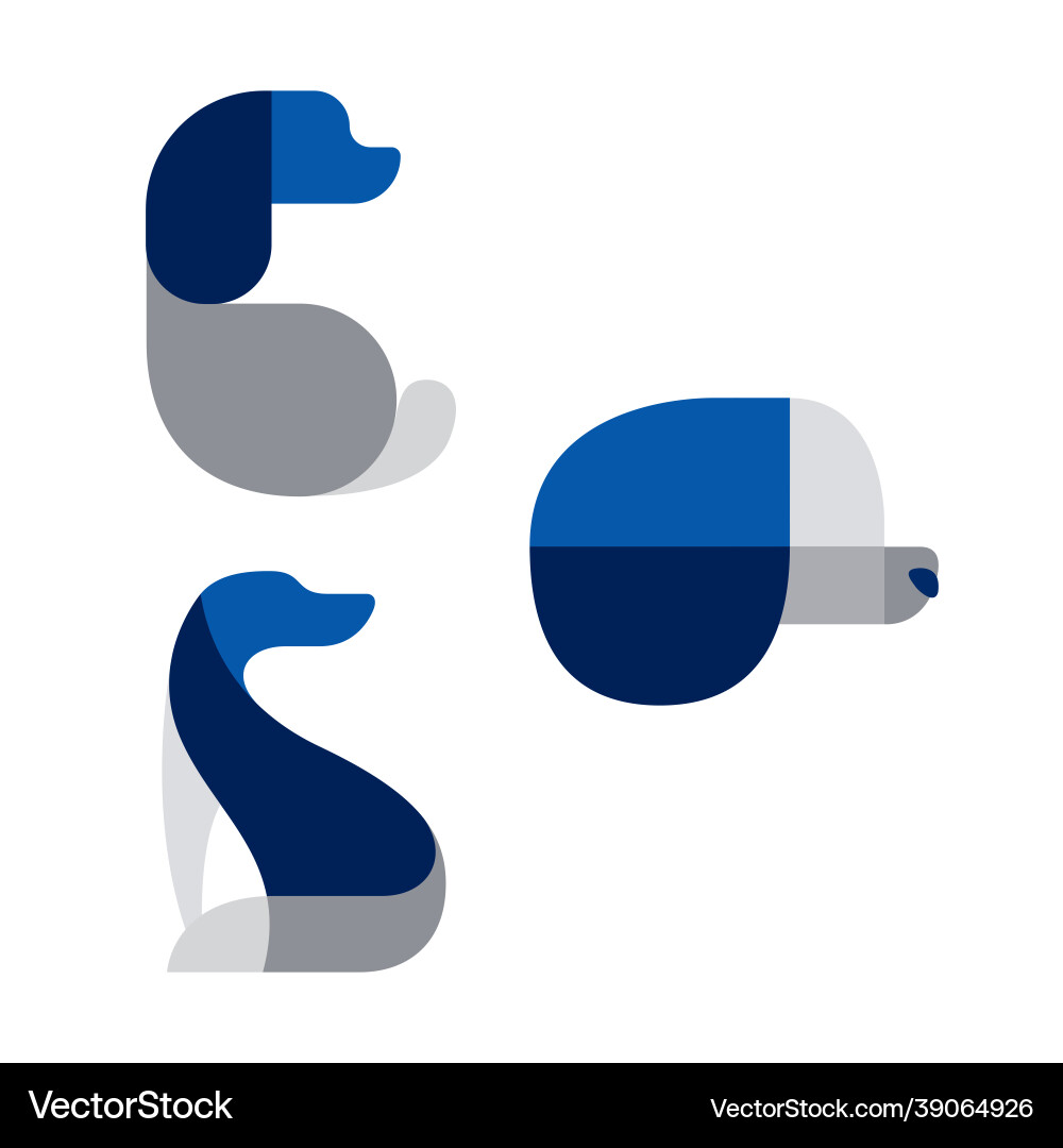 Dog pet blue logo icon design set Royalty Free Vector Image