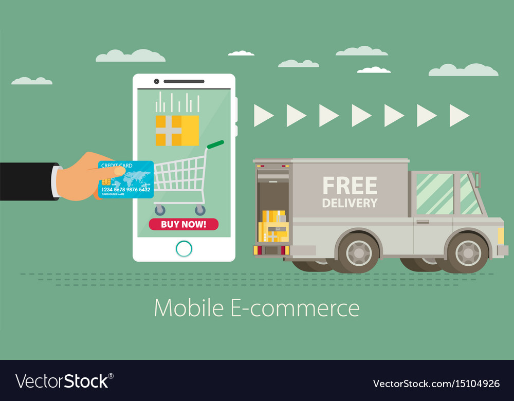 Flat design concept e-commerce Royalty Free Vector Image