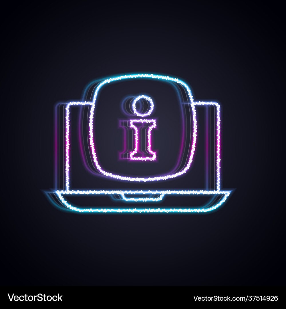 Glowing neon line laptop with information icon Vector Image