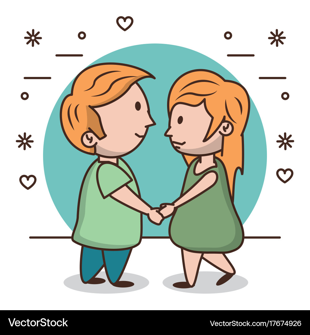 Kids in love cartoon Royalty Free Vector Image