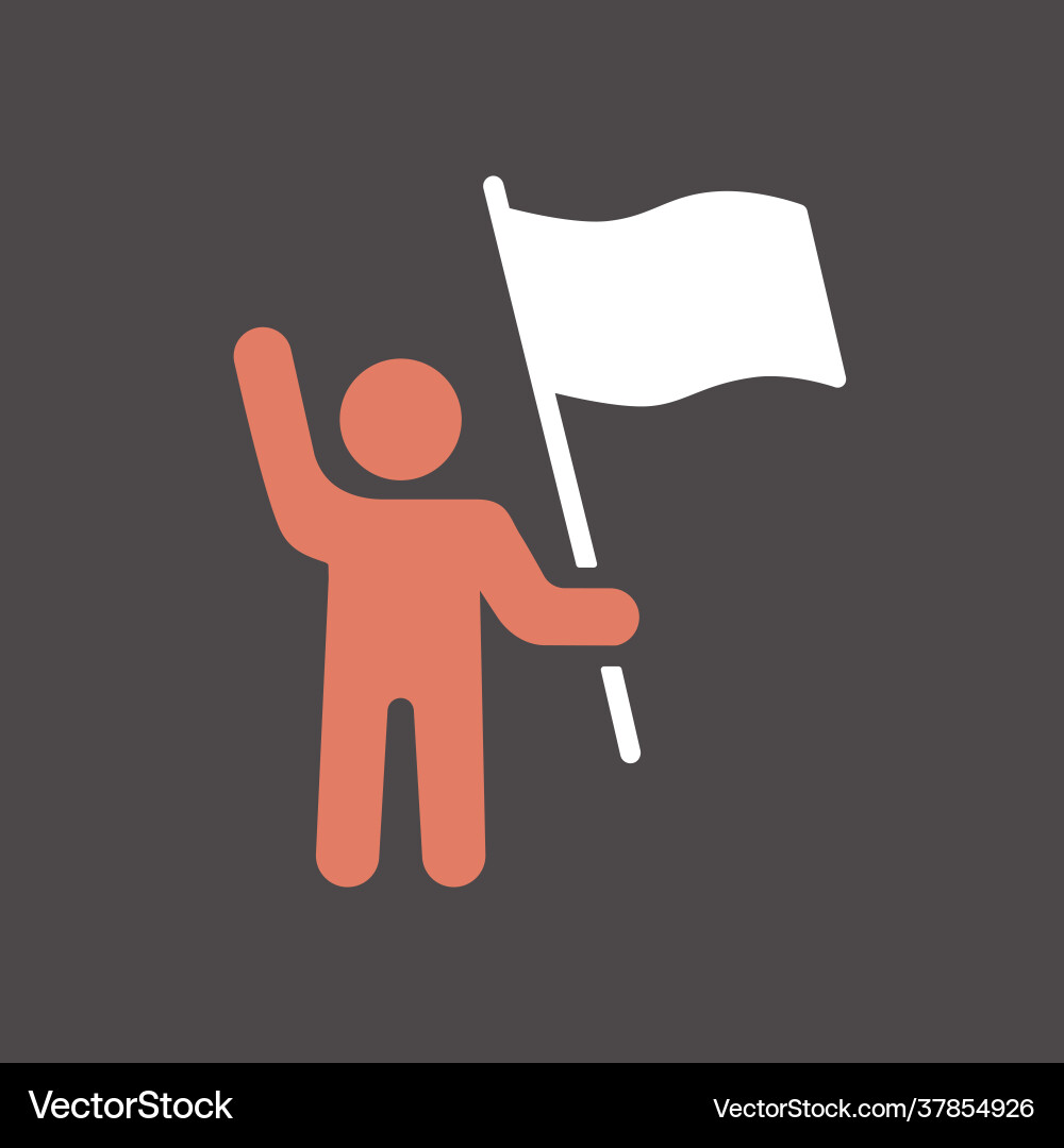 Man standing and holding in hands flag icon Vector Image