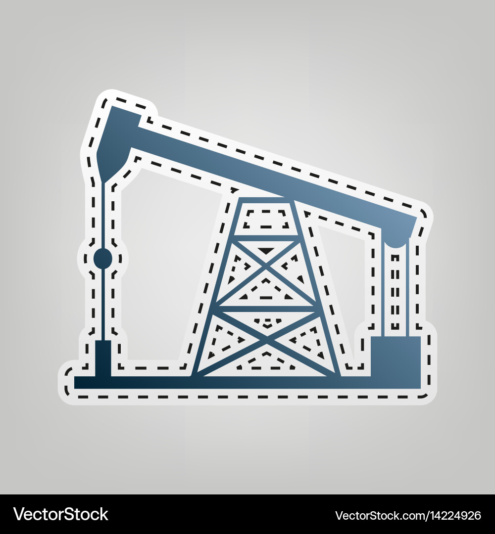 Oil drilling rig sign blue icon with Royalty Free Vector