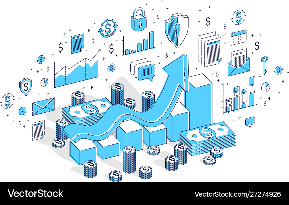 Success and income increase concept growth chart Vector Image