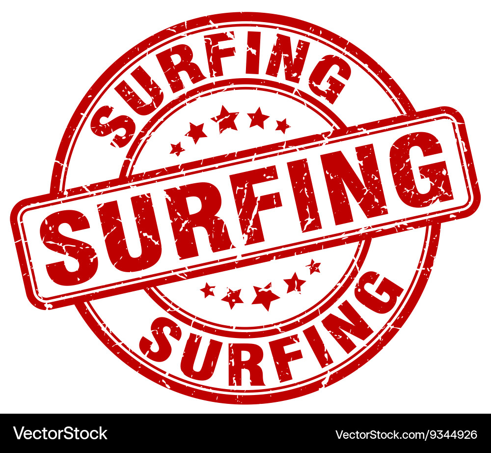 Surfing red grunge round vintage rubber stamp Vector Image