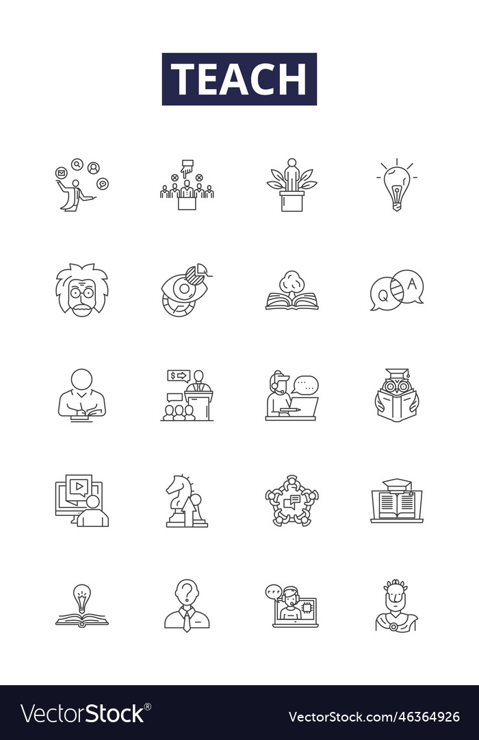 Teach line icons and signs guide educate Vector Image Teach line icons and signs guide educate Vector Image