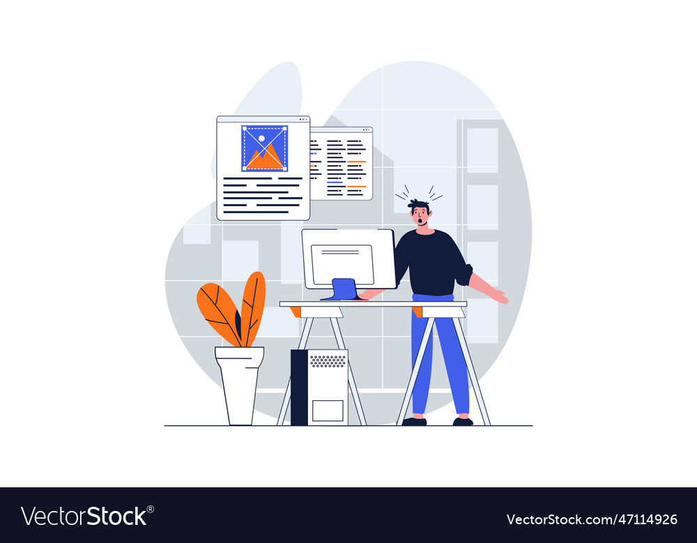 Web design concept with character scene Royalty Free Vector