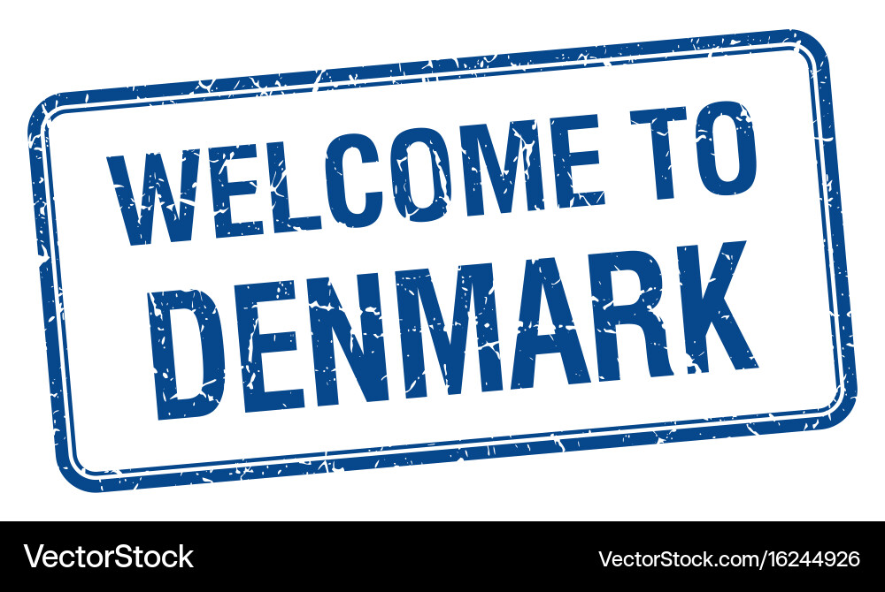 Welcome to denmark blue grunge square stamp Vector Image