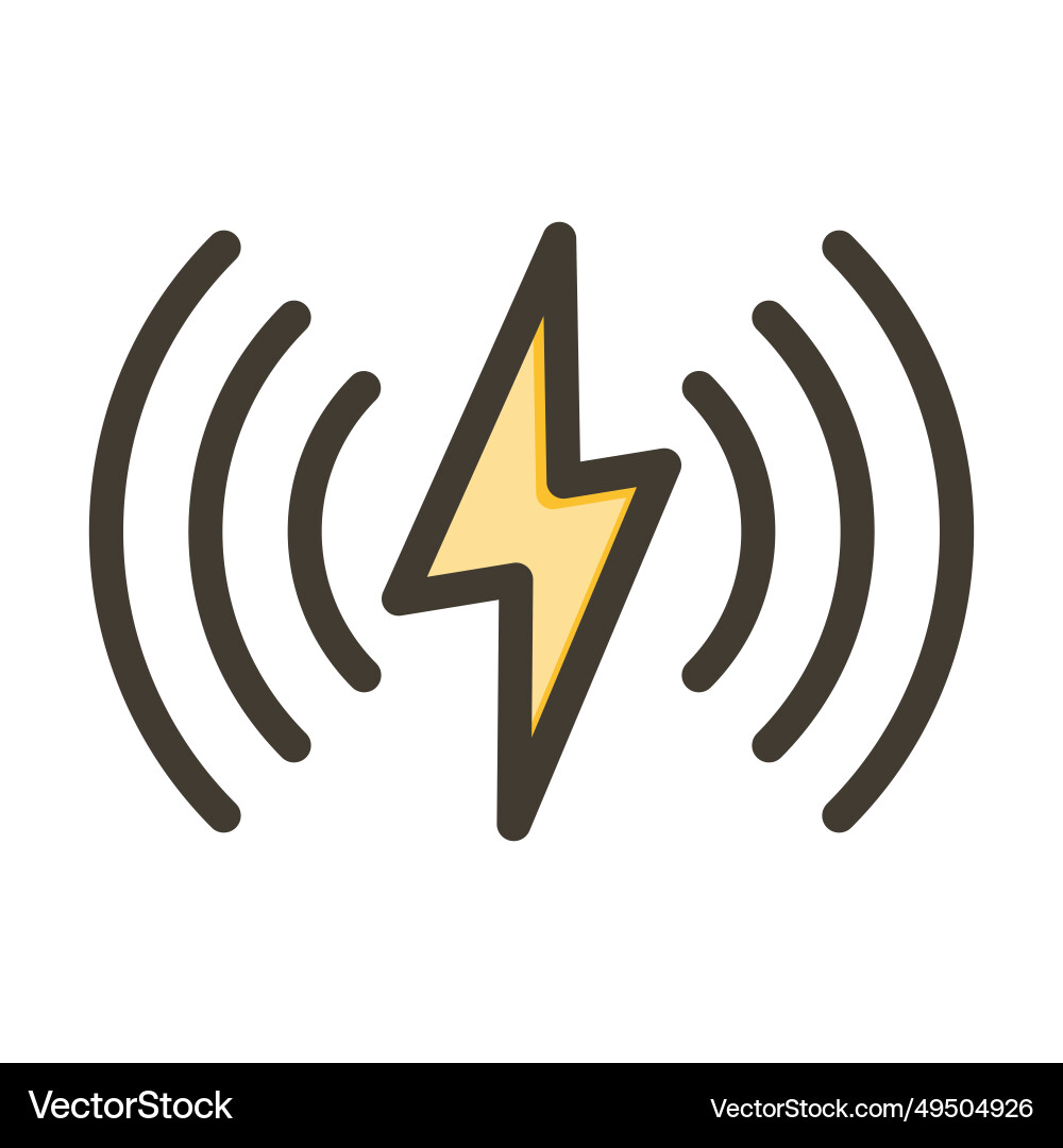 Wireless energy thick line filled colors icon Vector Image