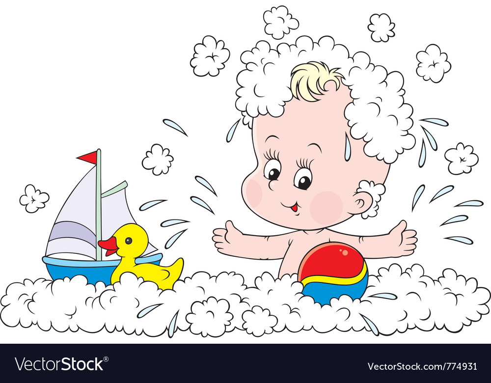 Bathing toddler Royalty Free Vector Image - VectorStock