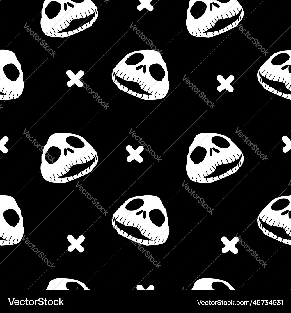 Halloween seamless pattern with spooky skull head Vector Image