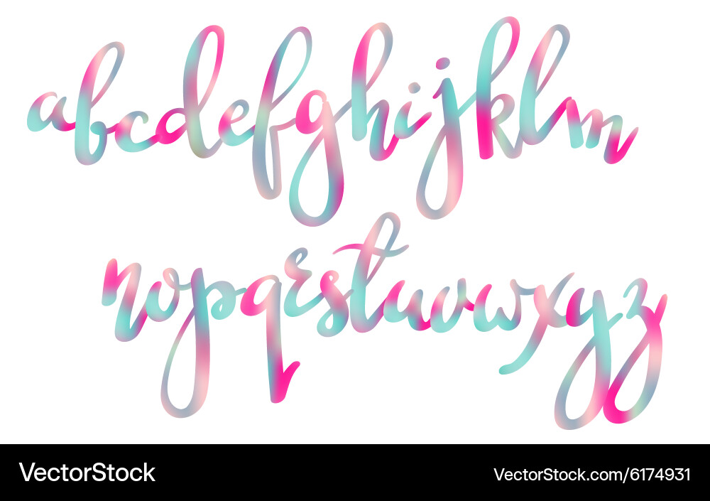 Handwritten brush pen colorful font Royalty Free Vector