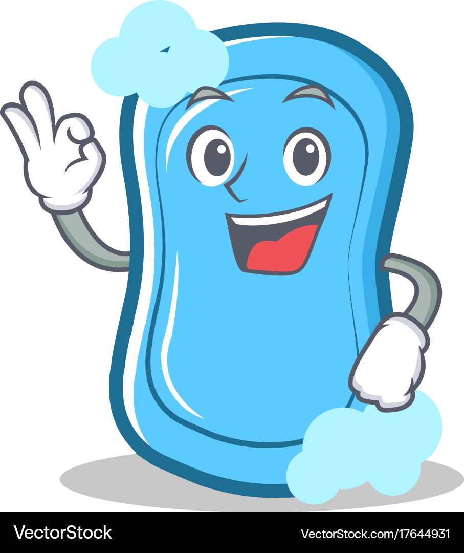 Okay blue soap character cartoon Royalty Free Vector Image