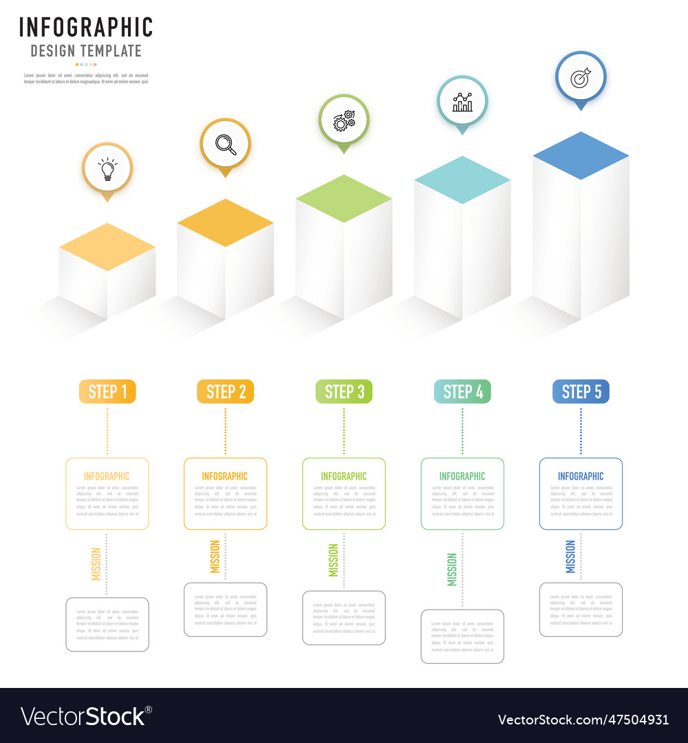 Rectangular isometric mind map infographic Vector Image