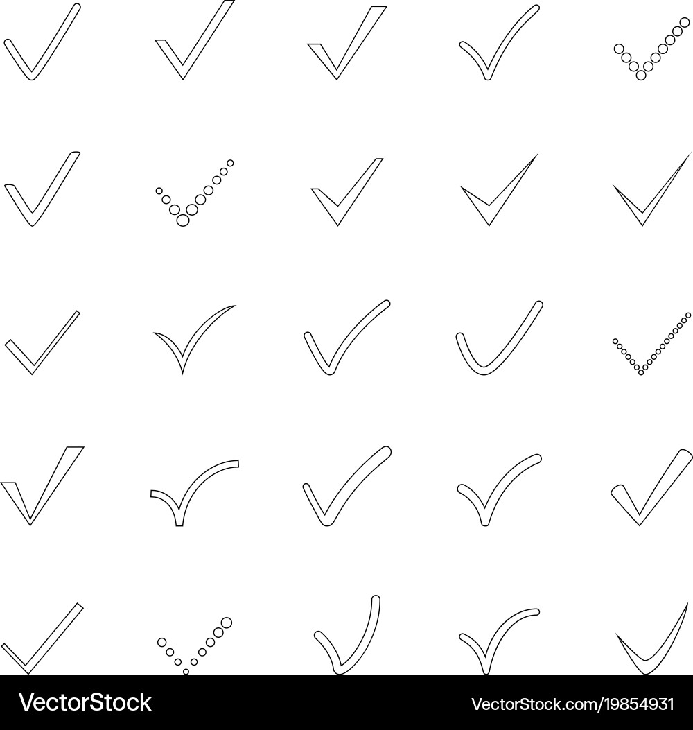 Set of outlines check mark icon Royalty Free Vector Image