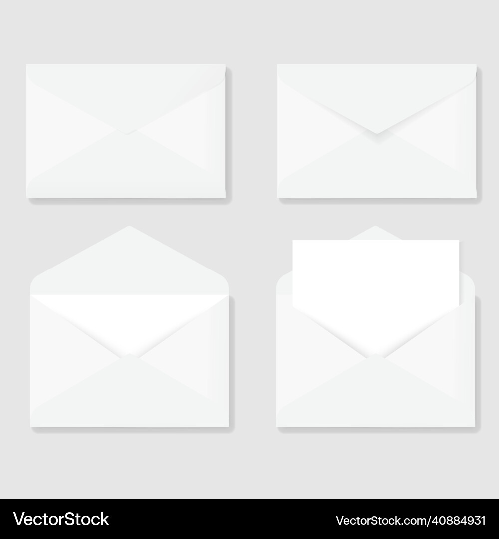 Set of white letter paper envelopes front view Vector Image