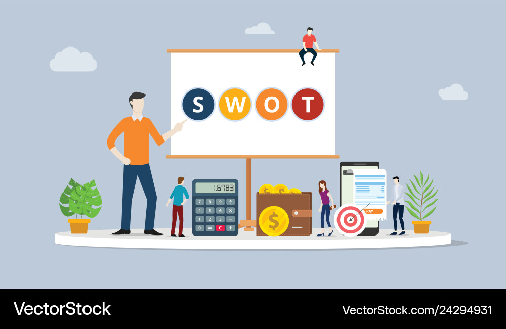Swot analysis business concept with team people Vector Image