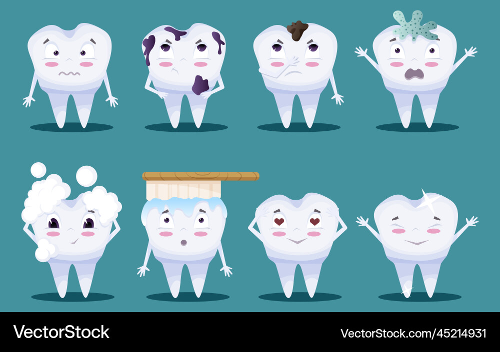 Teeth cartoon characters Royalty Free Vector Image