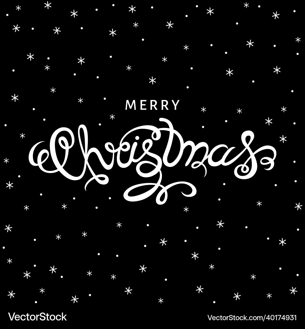 White christmas hand lettering on black background