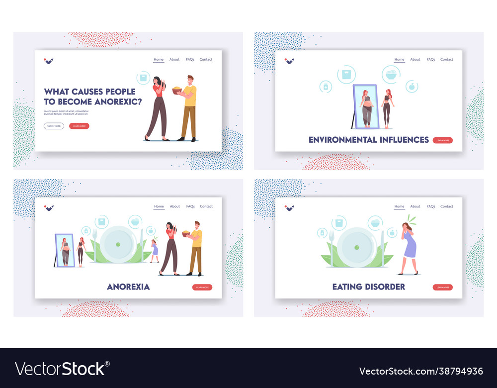 Anorexia bulimia landing page template set Vector Image