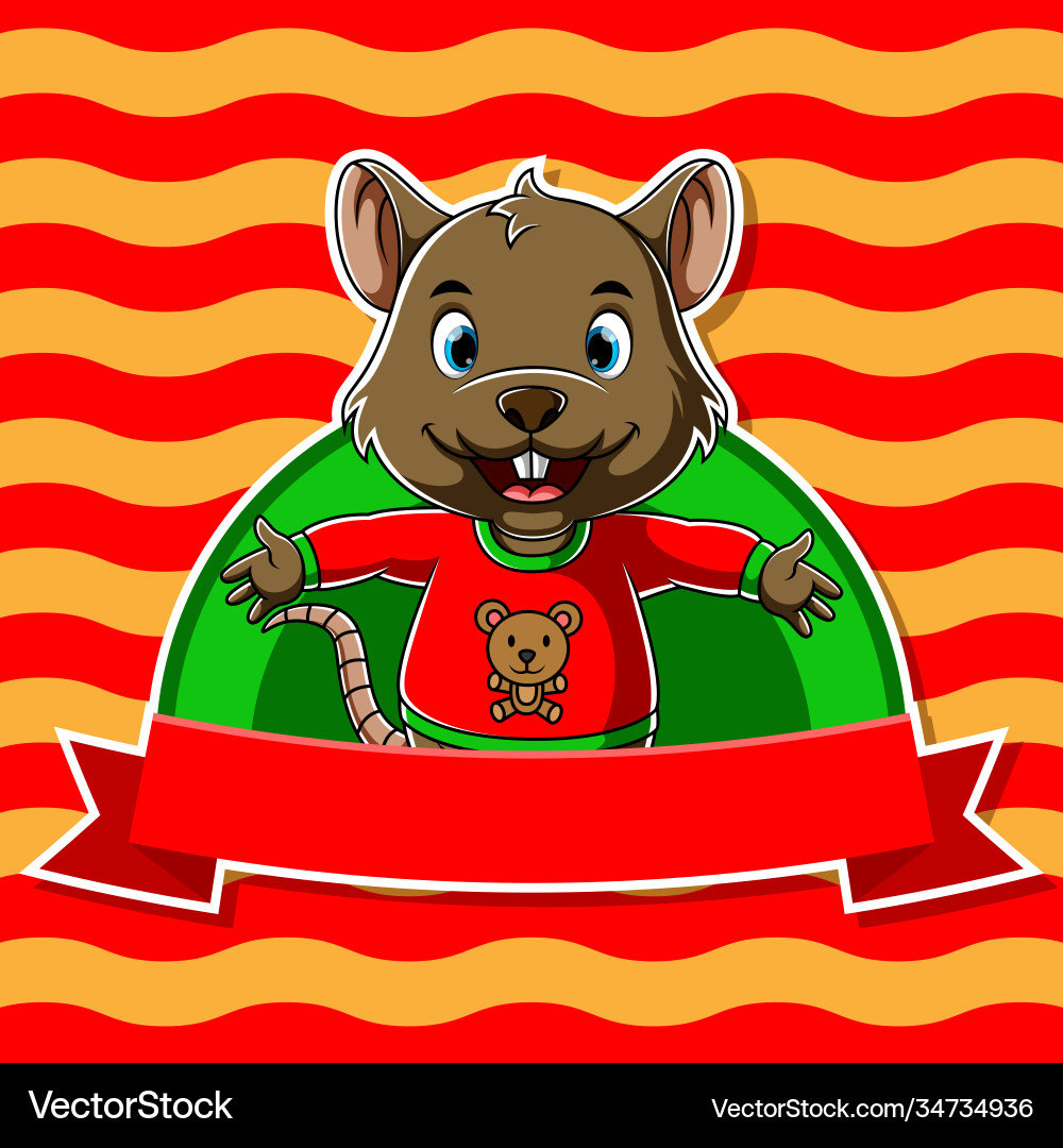 Brown mouse standing with frame Royalty Free Vector Image