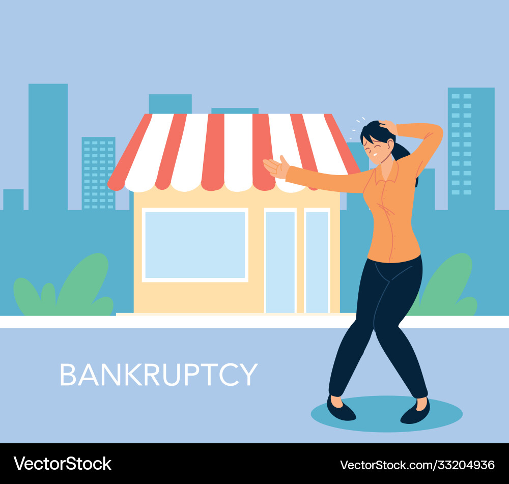 Businesswoman with headache in front store Vector Image