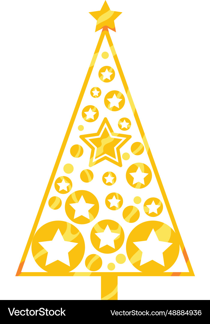 Christmas golden tree with stars Royalty Free Vector Image