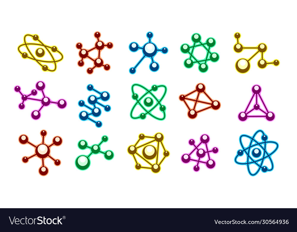 Color art molecule icons Royalty Free Vector Image