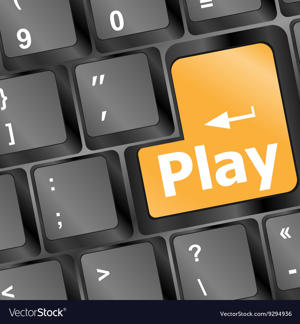 Computer keyboard with play key - technology Vector Image