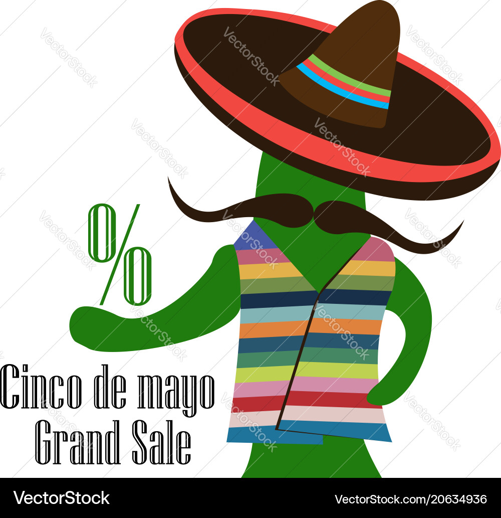 Concept for sale at cinco de mayo cactus Vector Image