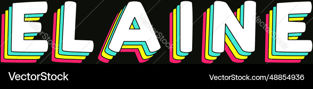 Elaine - retro rainbow typography faded style Vector Image