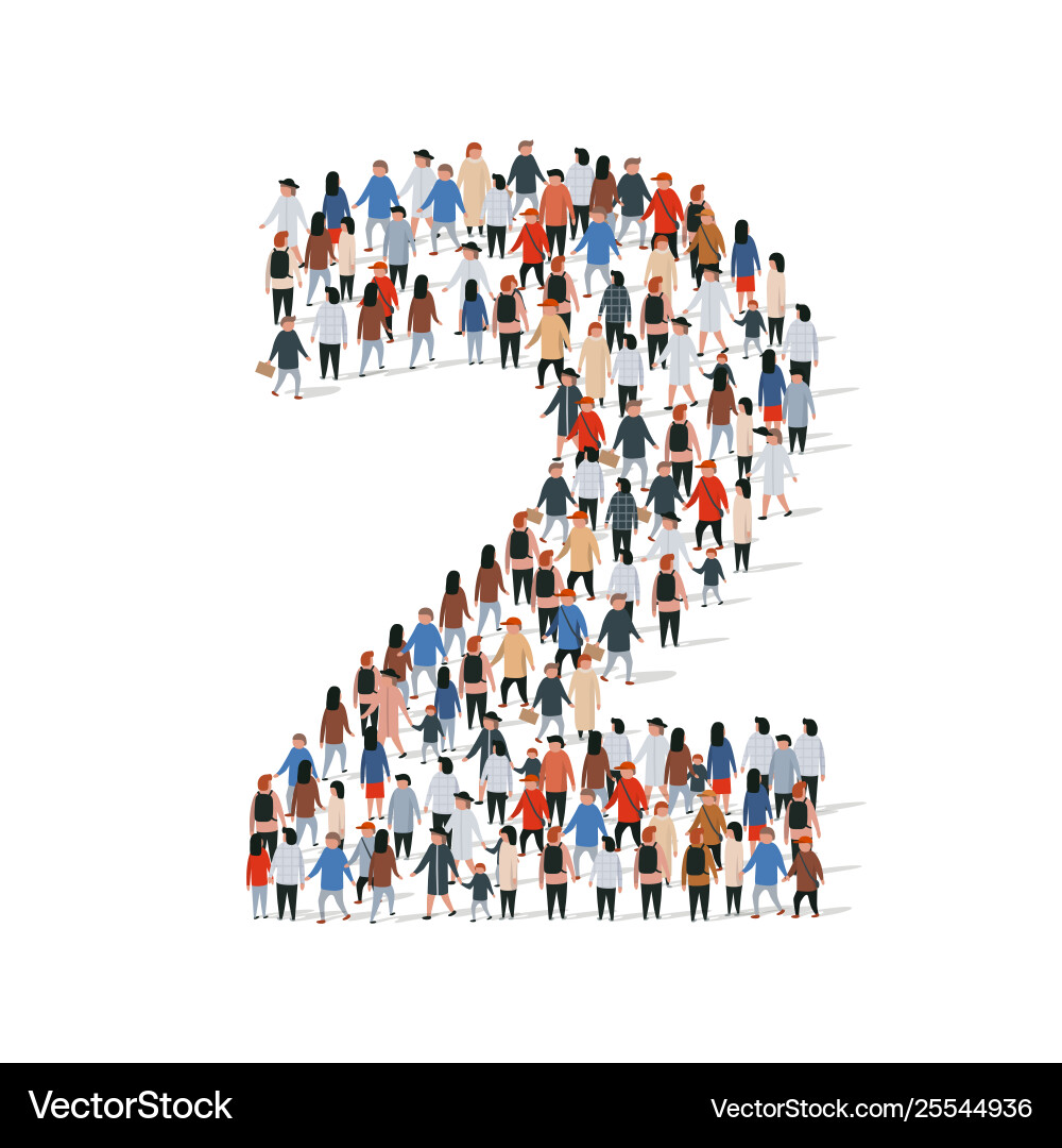 Group of People Forming Number 2 Royalty Free Vector Image