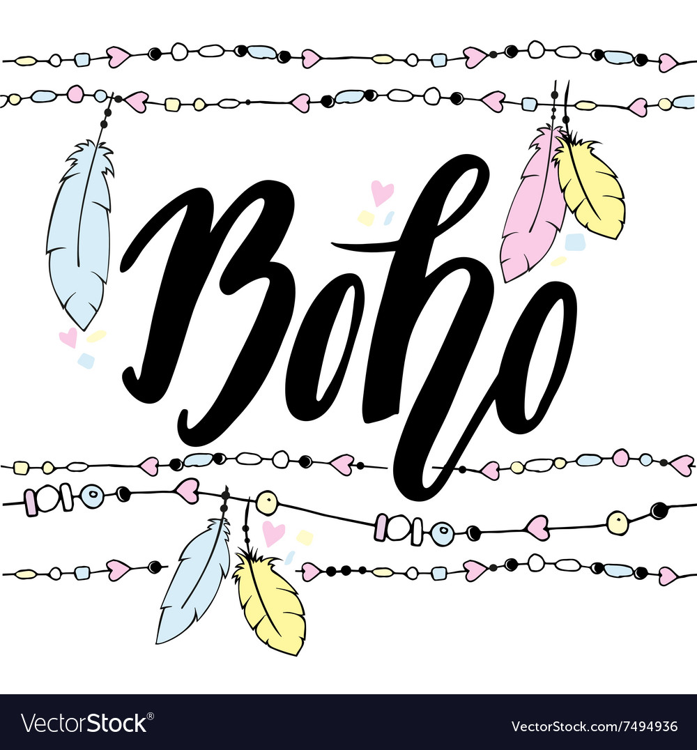 Hand drawn sign in boho style with handdrawn Vector Image